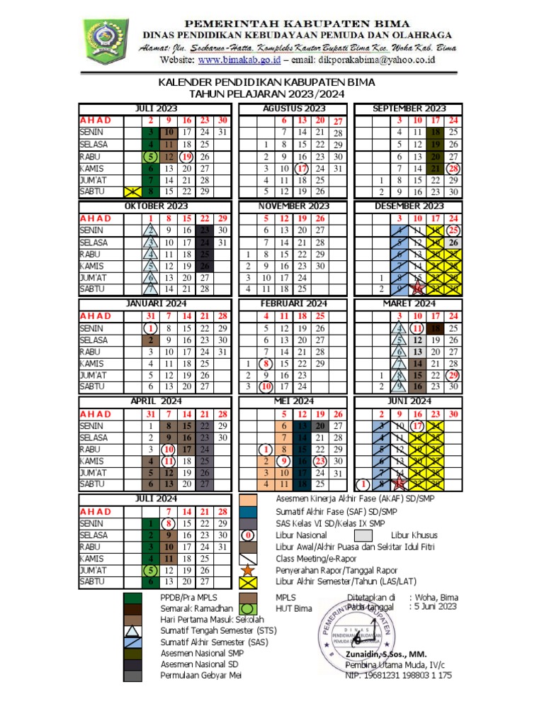 Kaldik Kab. Bima Tp. 2023-2024 - Revisi | PDF