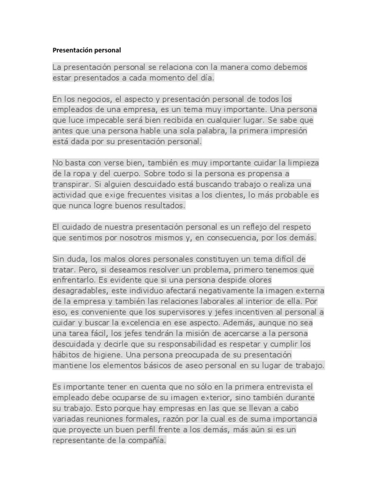 Claves para una Buena Presentación Personal | PDF