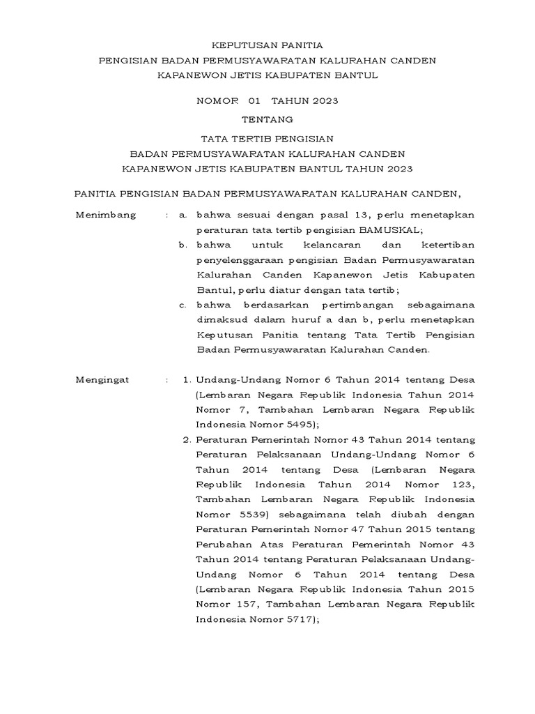 Tatib Pengisian Bamuskal 2023 | PDF