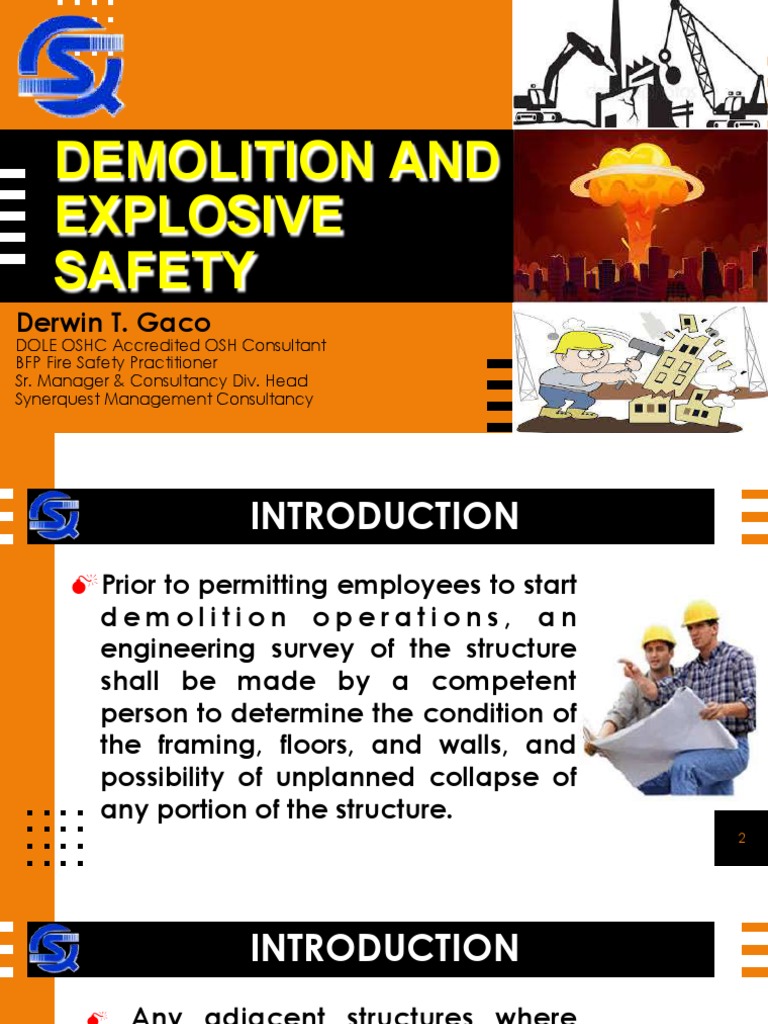 COSH Module 3 - 6 Demolition - Explosive Safety (Synerquest) - Compressed | PDF | Demolition ...