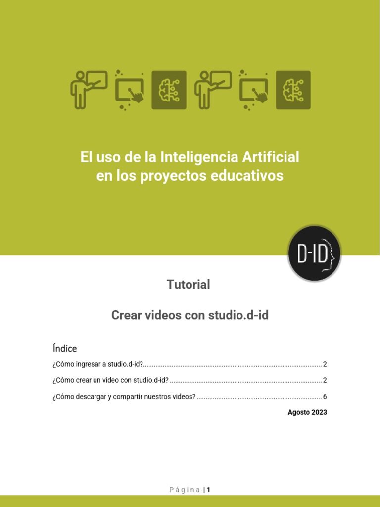 Tutorial-Crear Videos Con Studio.d-Id | PDF | Inteligencia artificial ...
