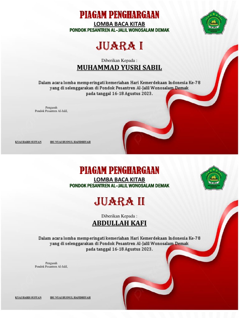 Piagam Baca Kitab Fix | PDF