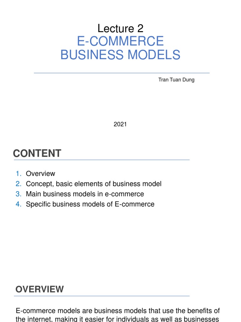 Lecture 23 - EC Business Models | PDF | E Commerce | Sales