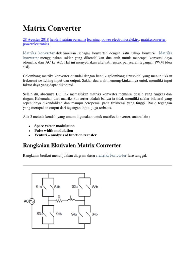 Aplikasi dan Metode Matrix Converter | PDF