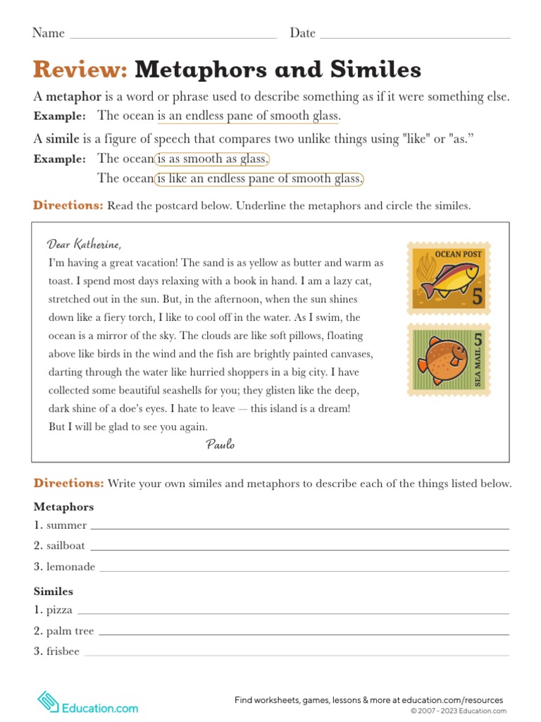 Review Metaphors and Similes | PDF