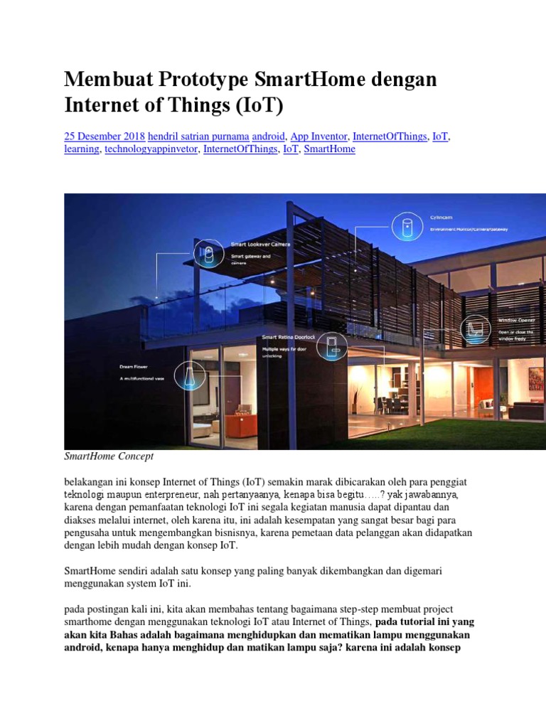 Membuat Prototype SmartHome dengan Internet of Things | PDF