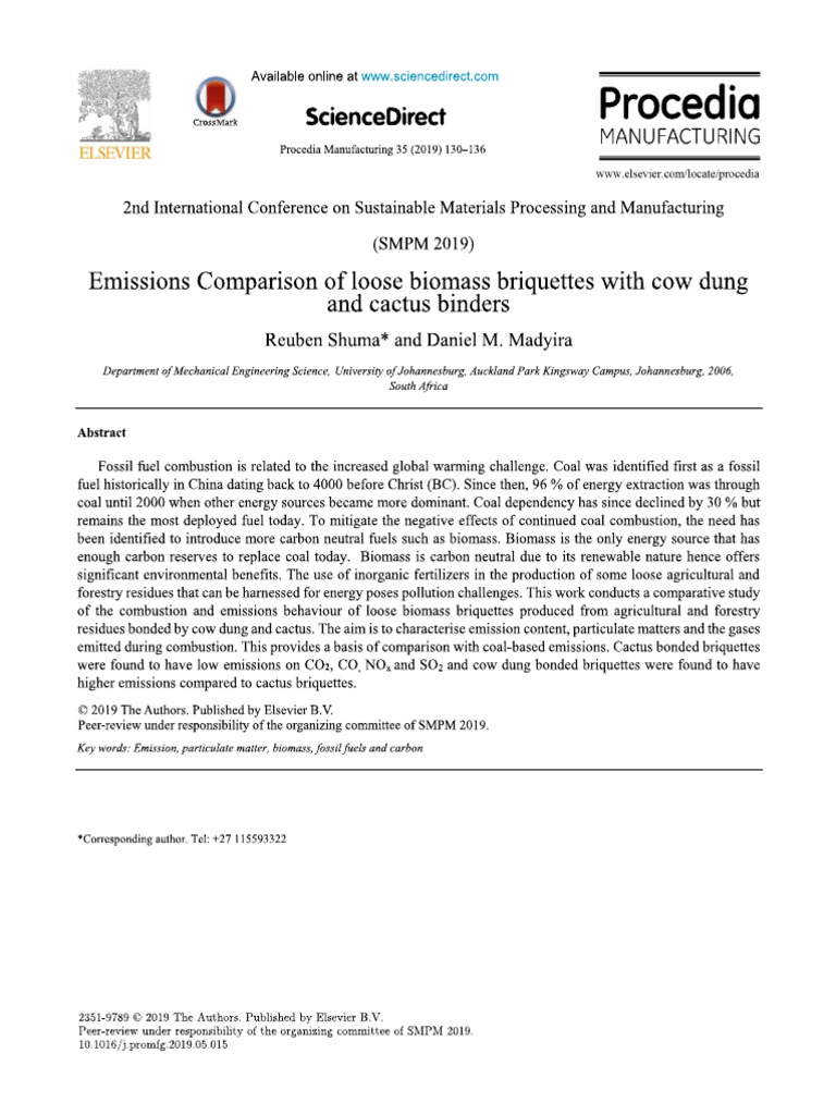 briquette from cow dung and cactus binding | PDF