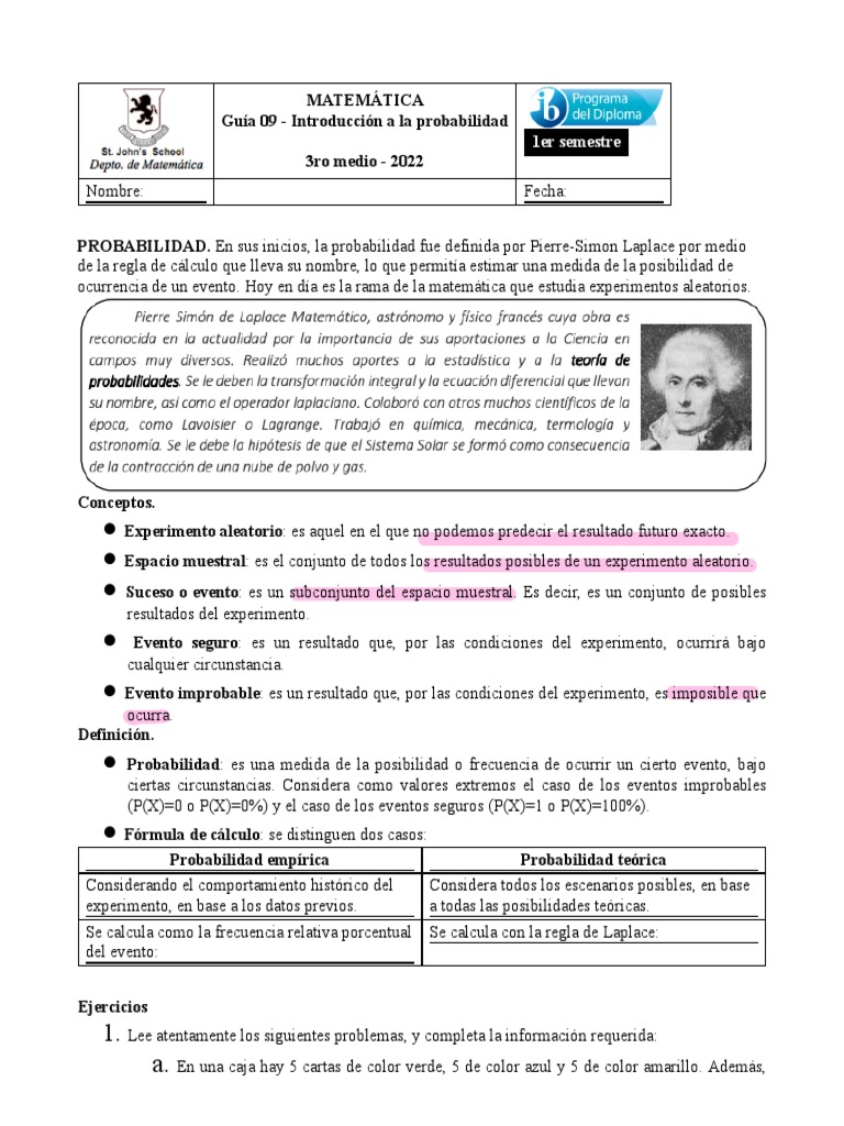 20 - S10 - Guía de Estudio 09 - Introducción A La Probabilidad | Descargar gratis PDF ...