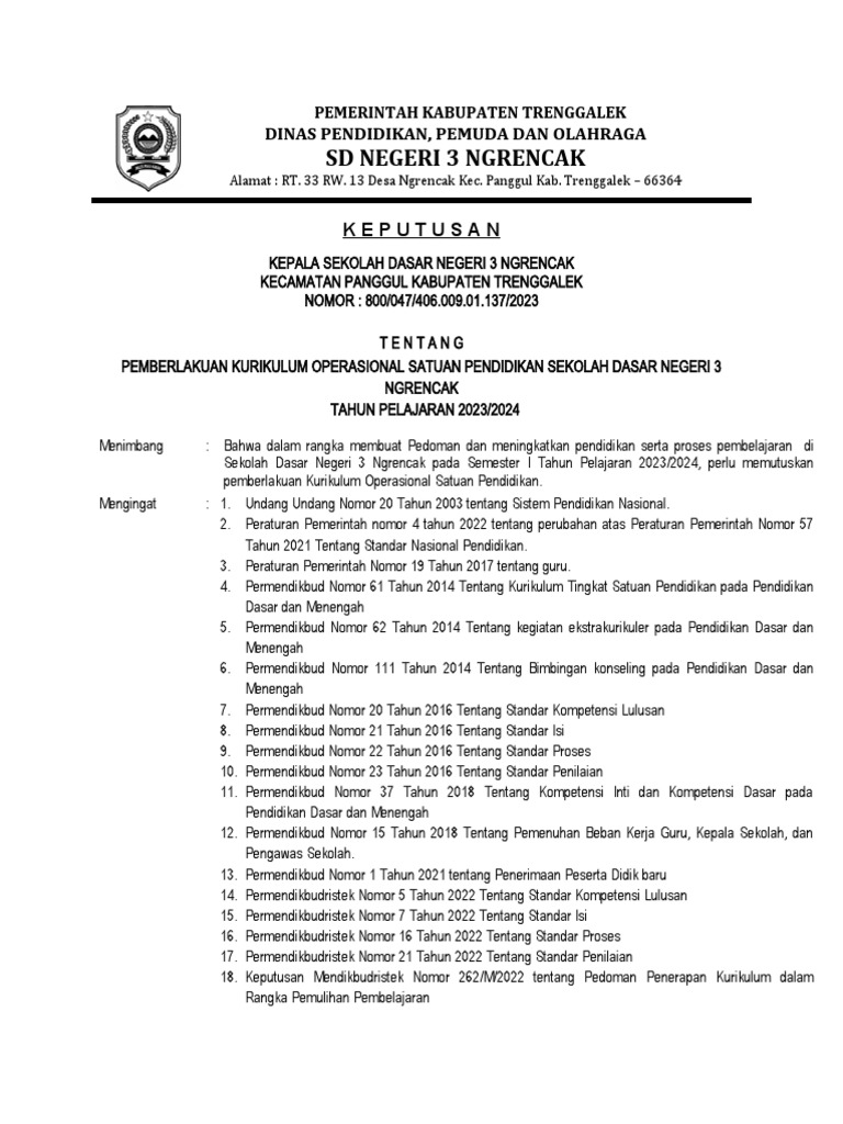 SK Pemberlakuan Kosp 2023 | PDF | Karier & Perkembangan