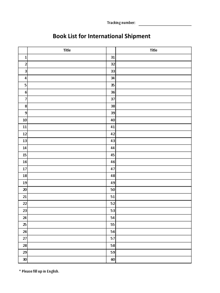 International Shipment Book List | PDF