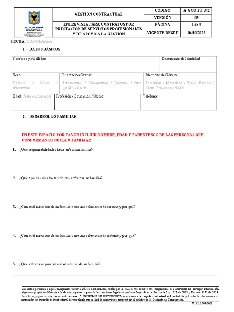 Entrevista para Contratos de Servicios | PDF | Identidad de género ...