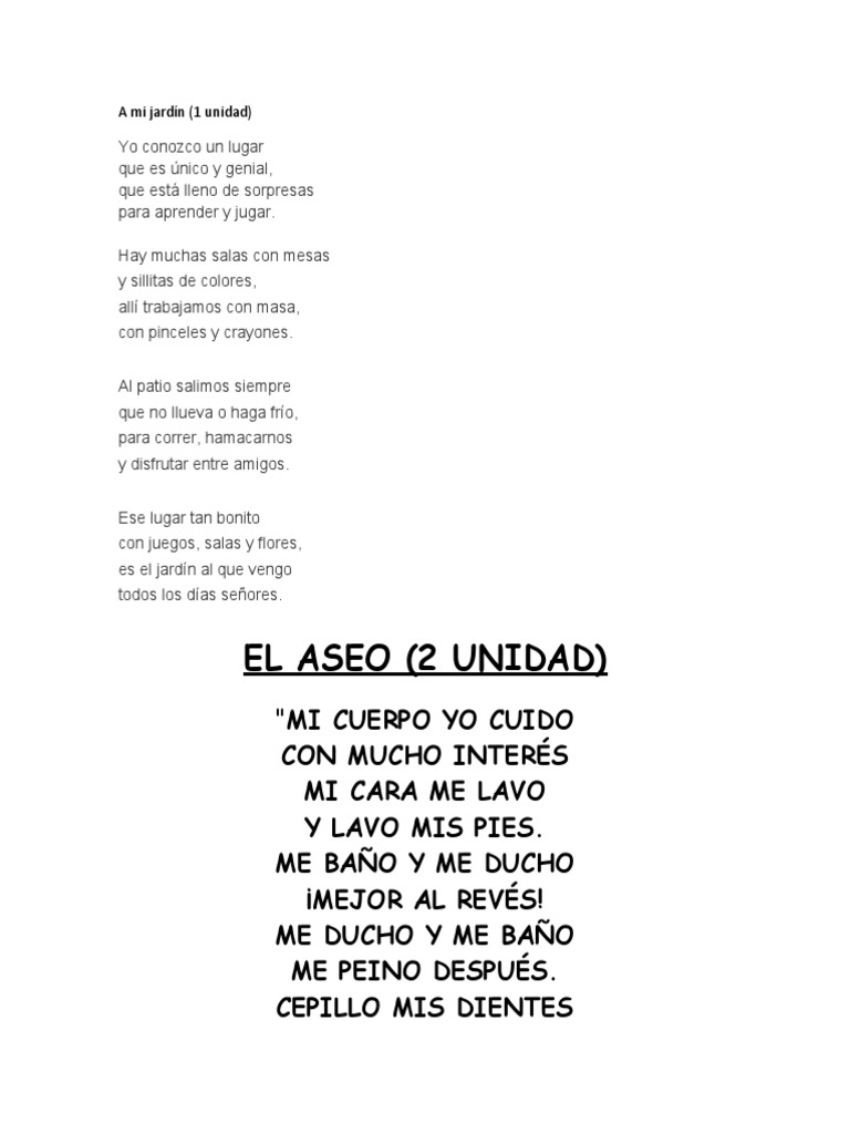 A Mi Jardín Poesia 1 Unidad | PDF | Arte | Poesía