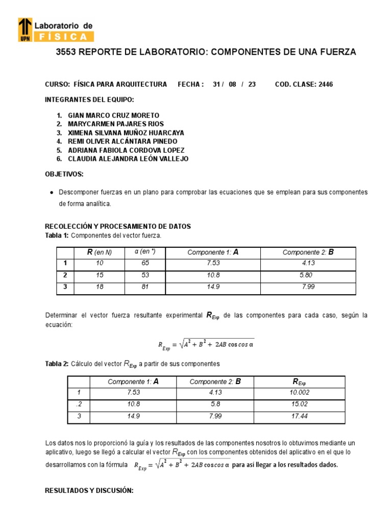 Reporte Lab Fisiarq s03 CF | PDF | Vector Euclidiano | Euclides