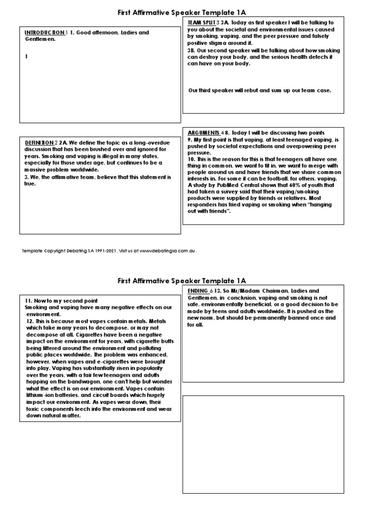 Speech-Structure-Template-Cue-Card-Format PDF | PDF | Electronic Cigarette