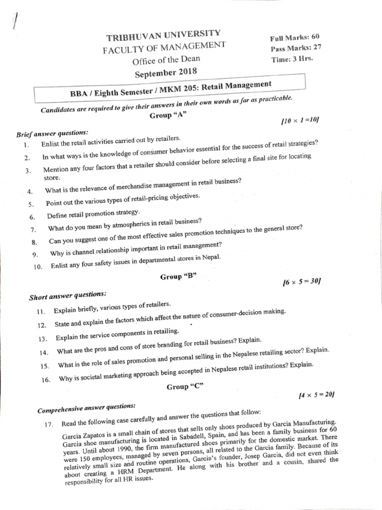 BBA 8th Sem Past Question Papers | PDF