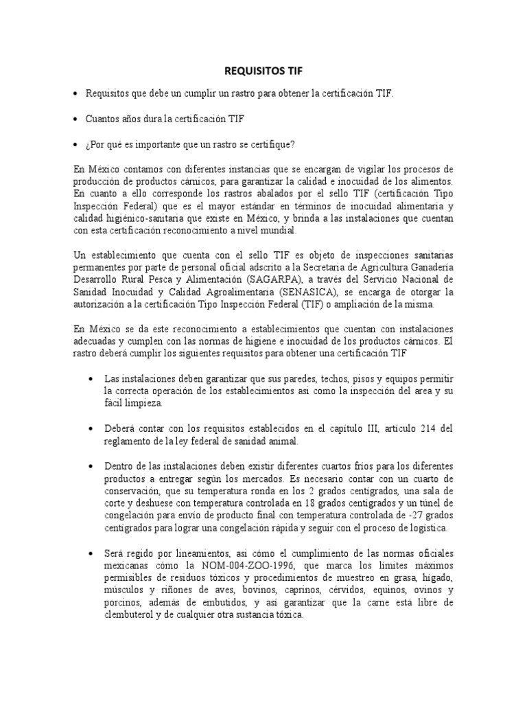 Requisitos Tif | PDF