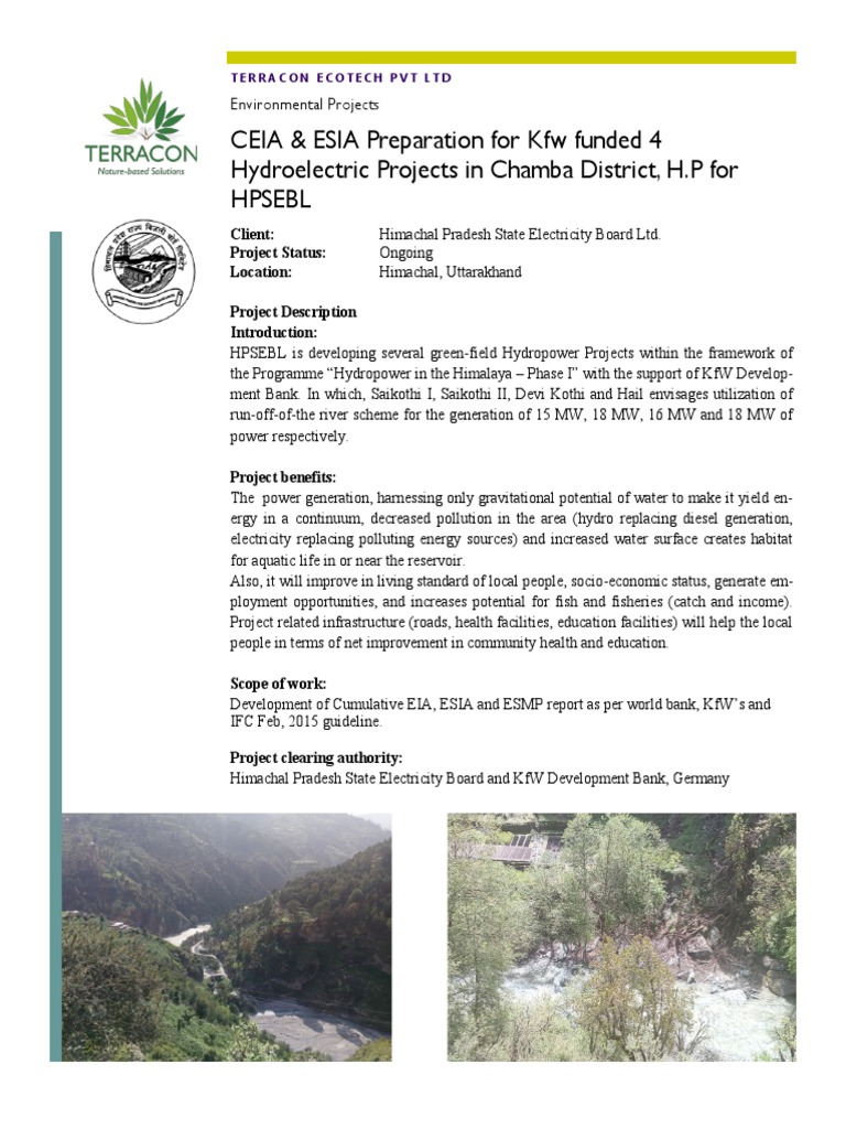 CEIA ESIA Preparation For KFW Funded 4 Hydroelectric Projects in Chamba ...