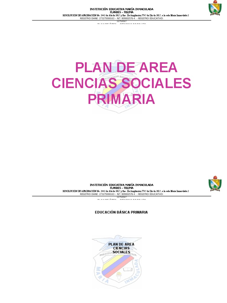 Plan de Ciencias Sociales Primaria Ajustado 2019 | PDF | Plan de estudios | Evaluación