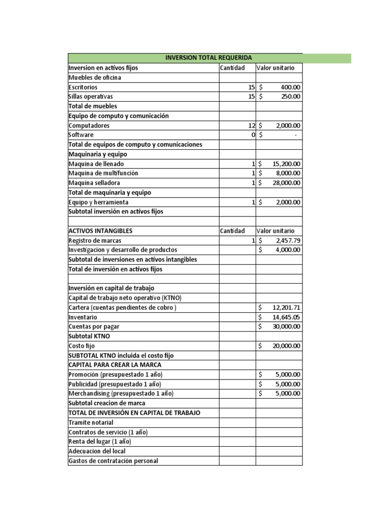 Plan de Inversiones y Gastos | PDF