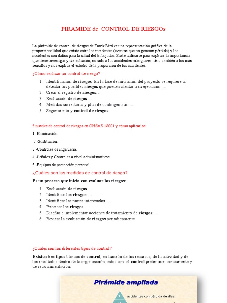 PIRAMIDE de CONTROL DE RIESGOS | PDF | Negocios