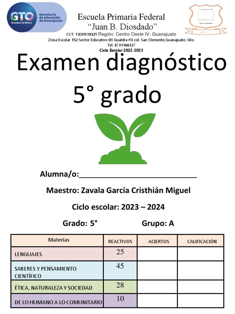 Diagnóstico 5° Grado Por Campos Formativos | PDF | México | Américas