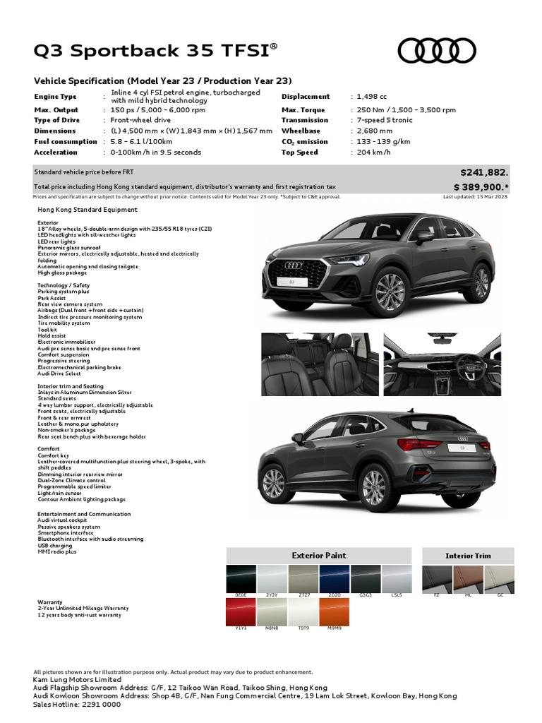 Audi Q3 Sportback Specification Price | PDF