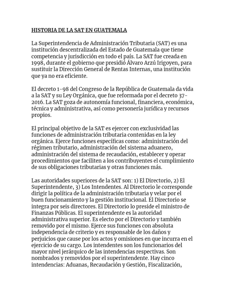 Historia de La Sat en Guatemala | PDF