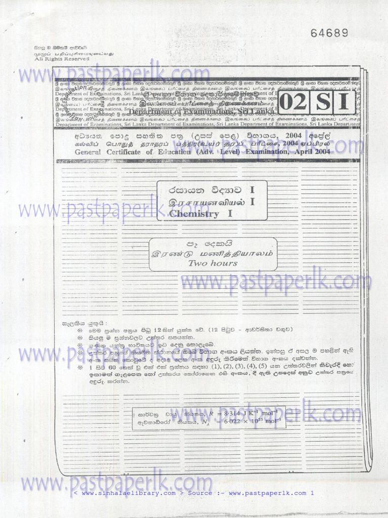 2004 A L Chemistry Marking Scheme Pdf