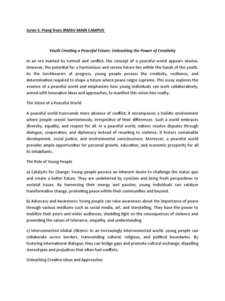 Juren S. Piang ESSAY | PDF | Social Science