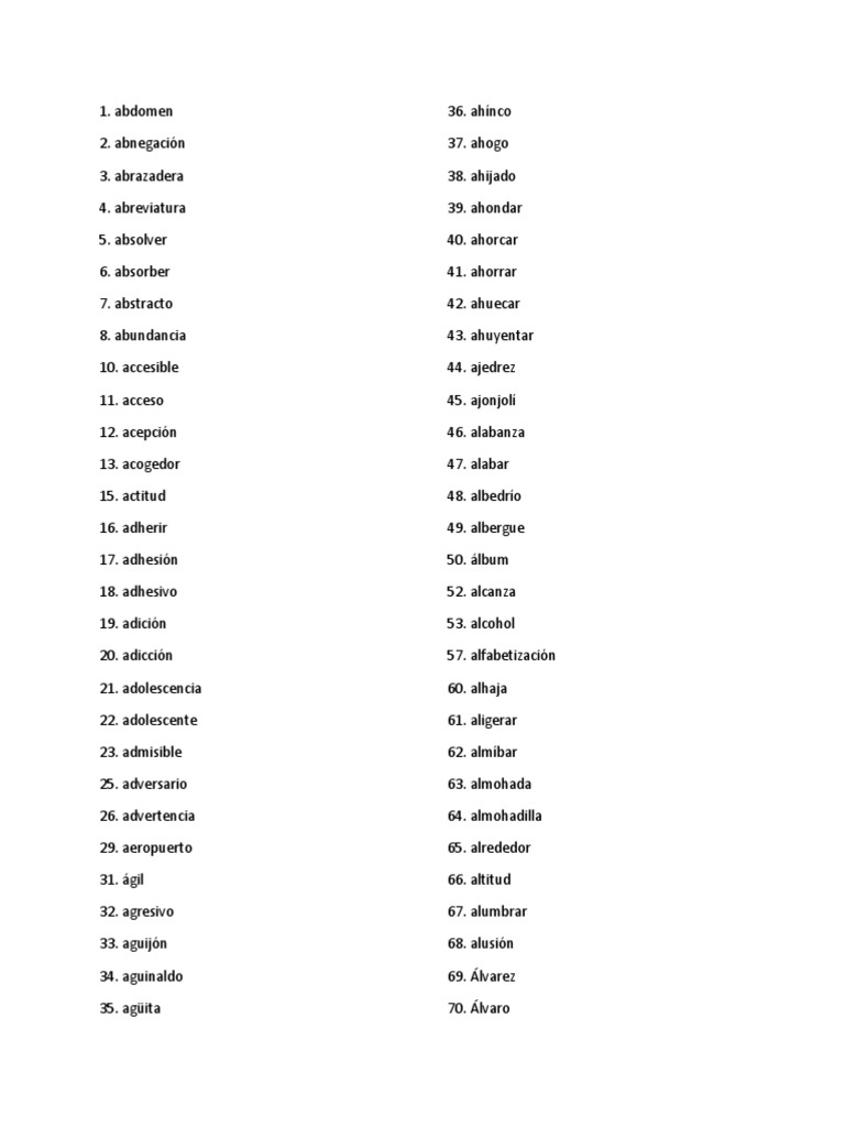 Banco de Palabras A-B-C | PDF