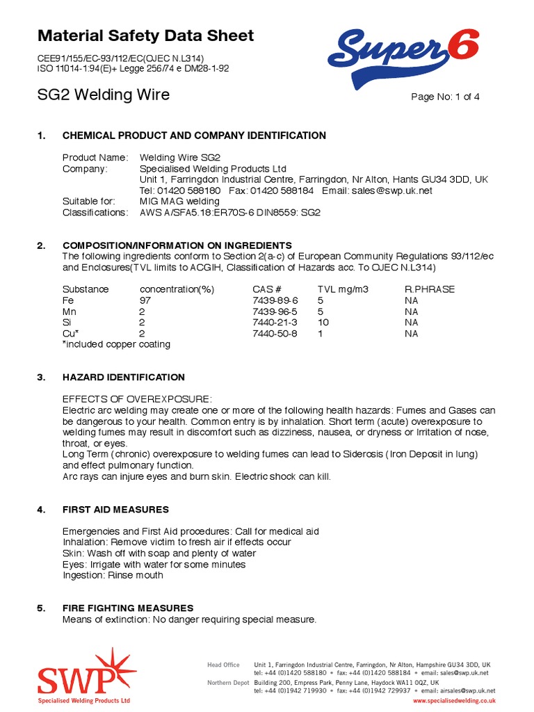 Welding Wire SG2 | Download Free PDF | Welding | Construction