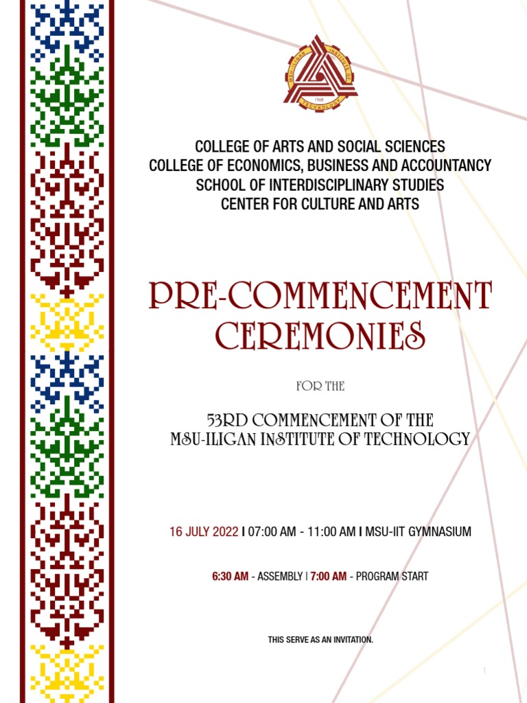 Pre Commencement Program Cluster 1 | PDF | Social Science