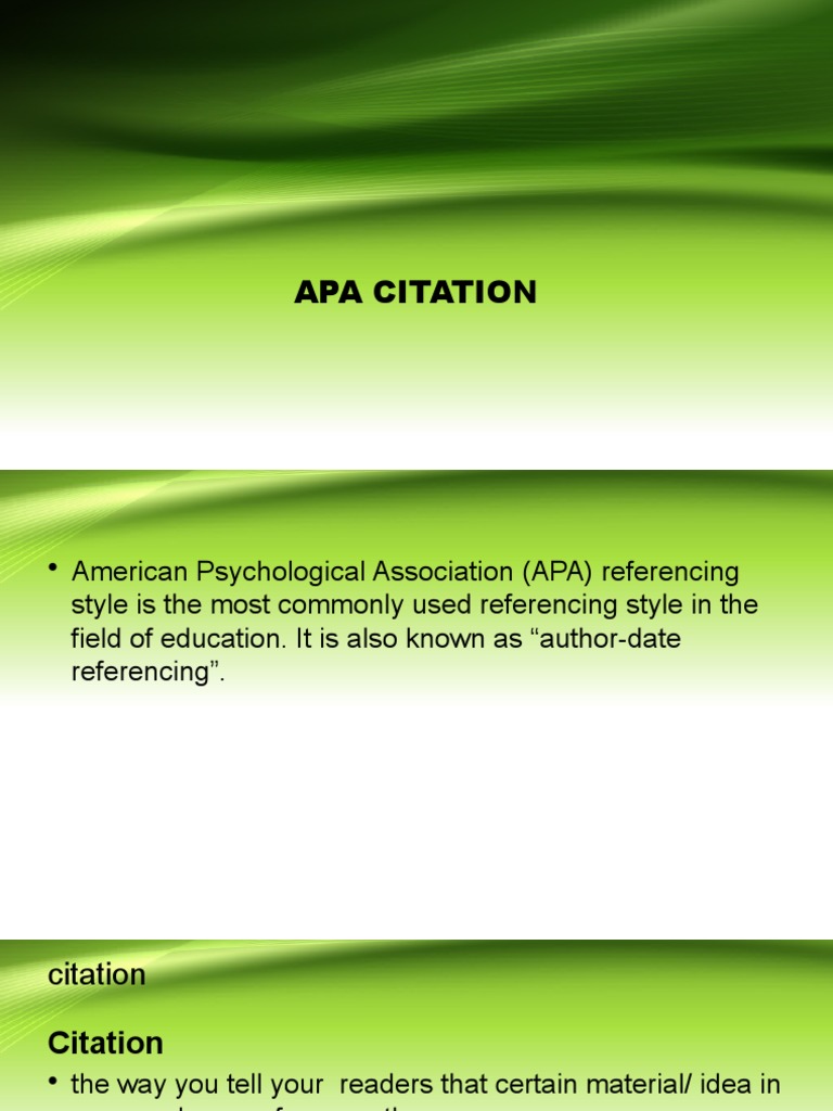 Apa Citation | PDF | Citation | Apa Style