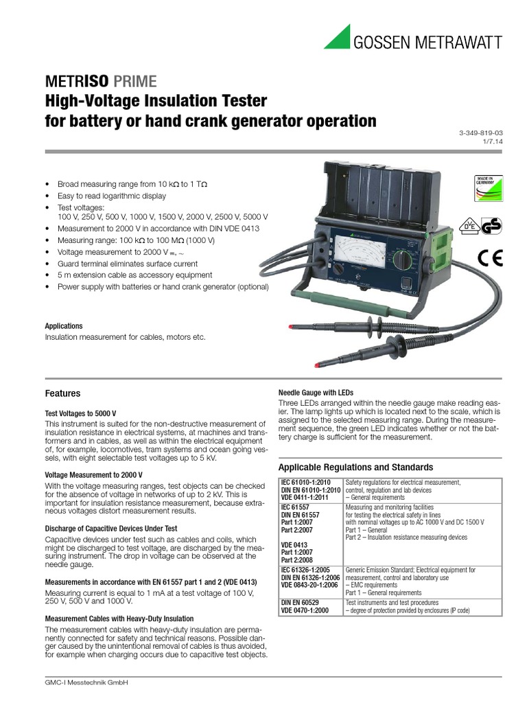 Metriso Prime M550T | PDF | High Voltage | Insulator (Electricity)