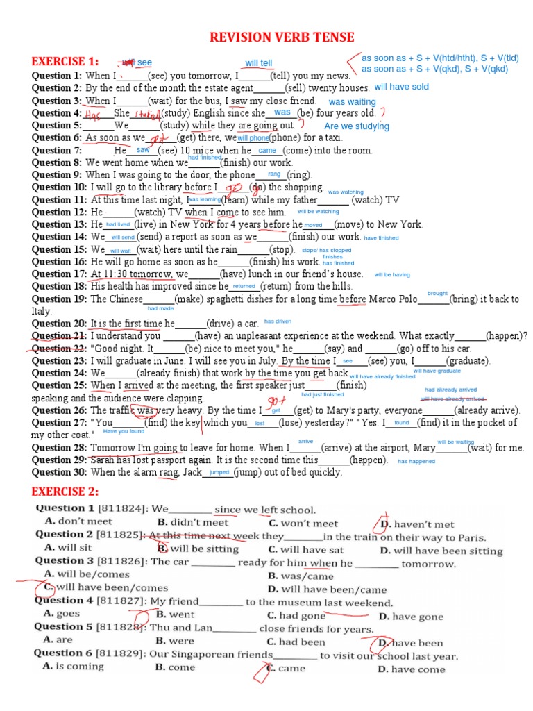 Revision Verb Tense | PDF