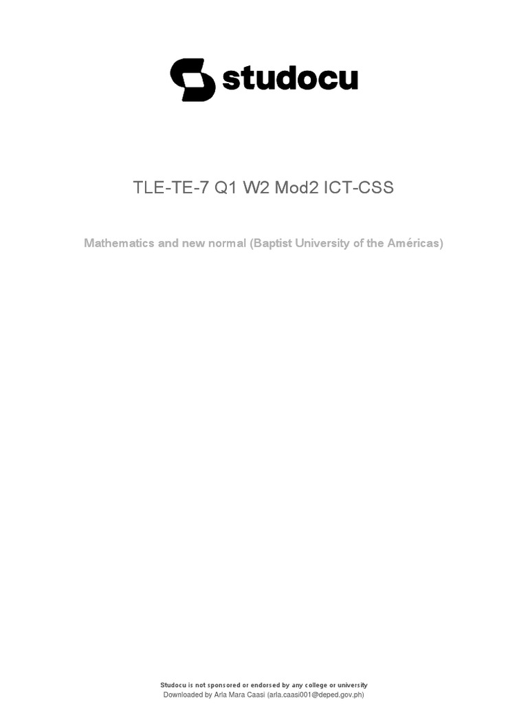 Tle Te 7 q1 w2 Mod2 Ict Css | PDF | Hard Disk Drive | Computer Hardware