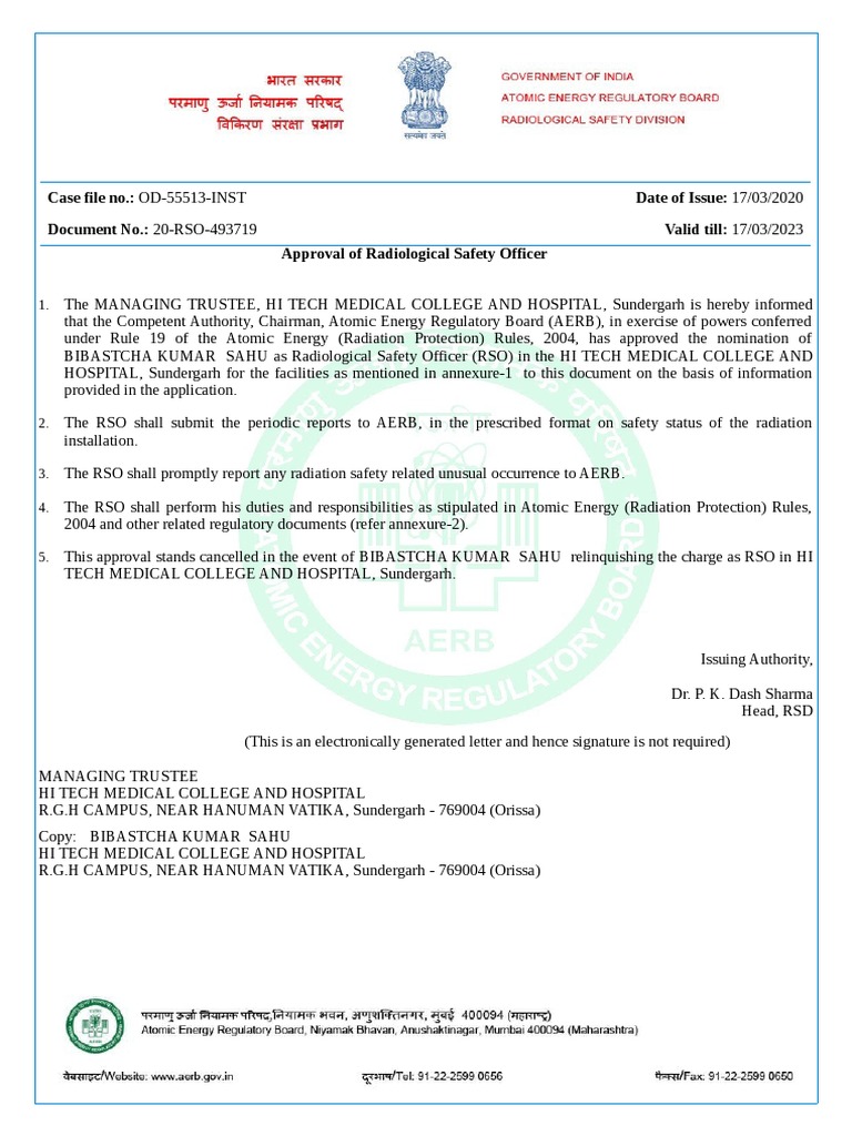 RT RSOApproval Letter 675376 | PDF | Medical Imaging | Radiation