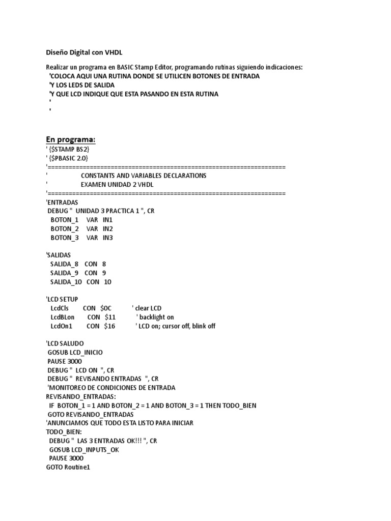 Practica 5 LCD - Routine U3-1 | PDF | Computer Engineering | Office Equipment