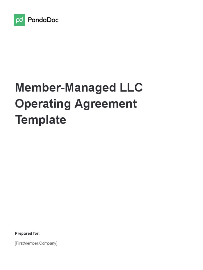 Member-Managed LLC Operating Agreement Template Template | PDF ...
