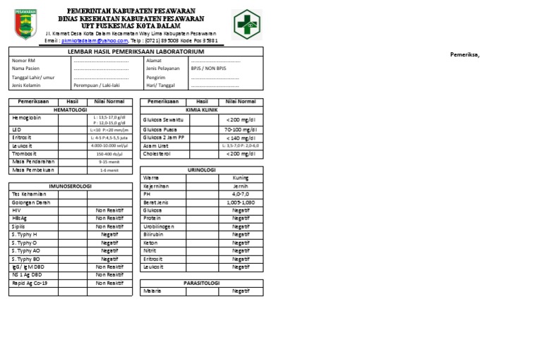Form Hasil PX Lab | PDF