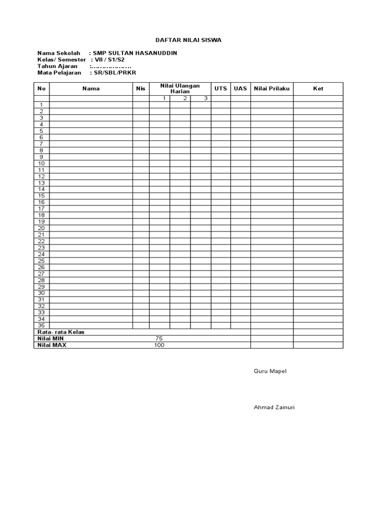 Buku Nilai Siswa Pdf