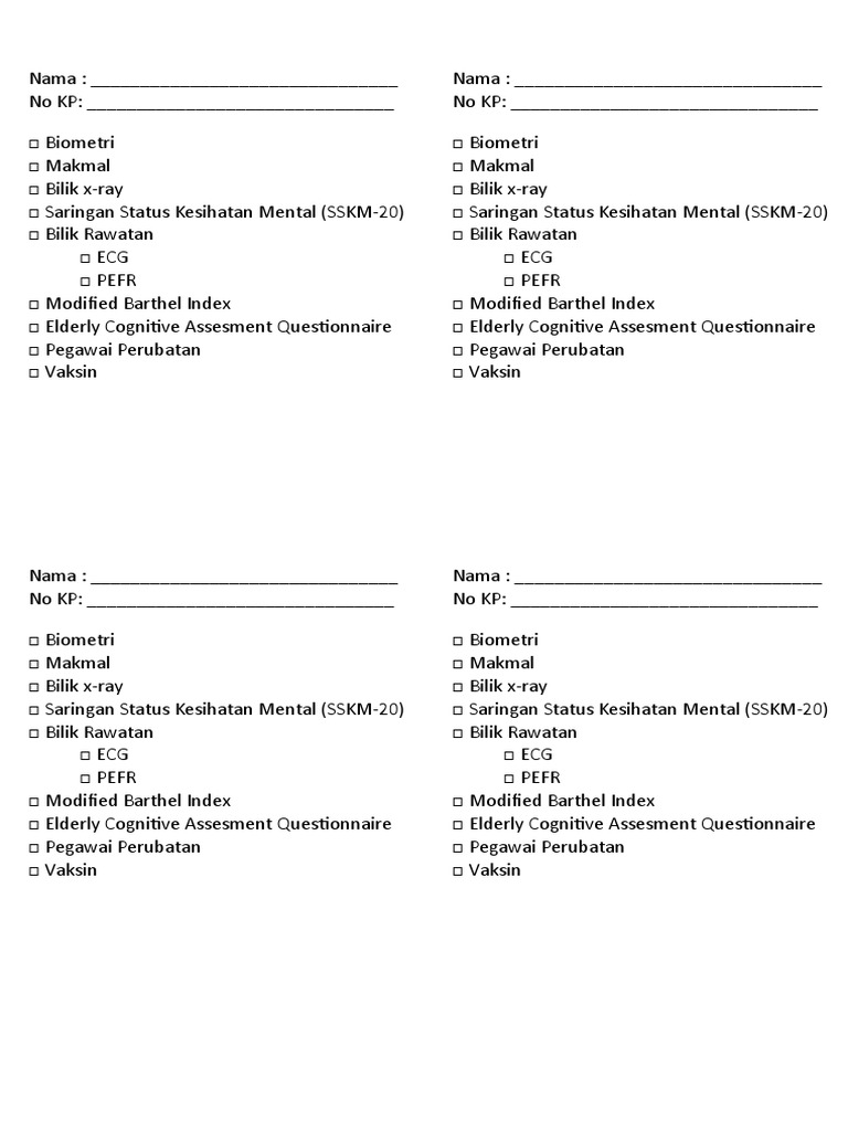 Checklist Pemeriksaan Haji | PDF