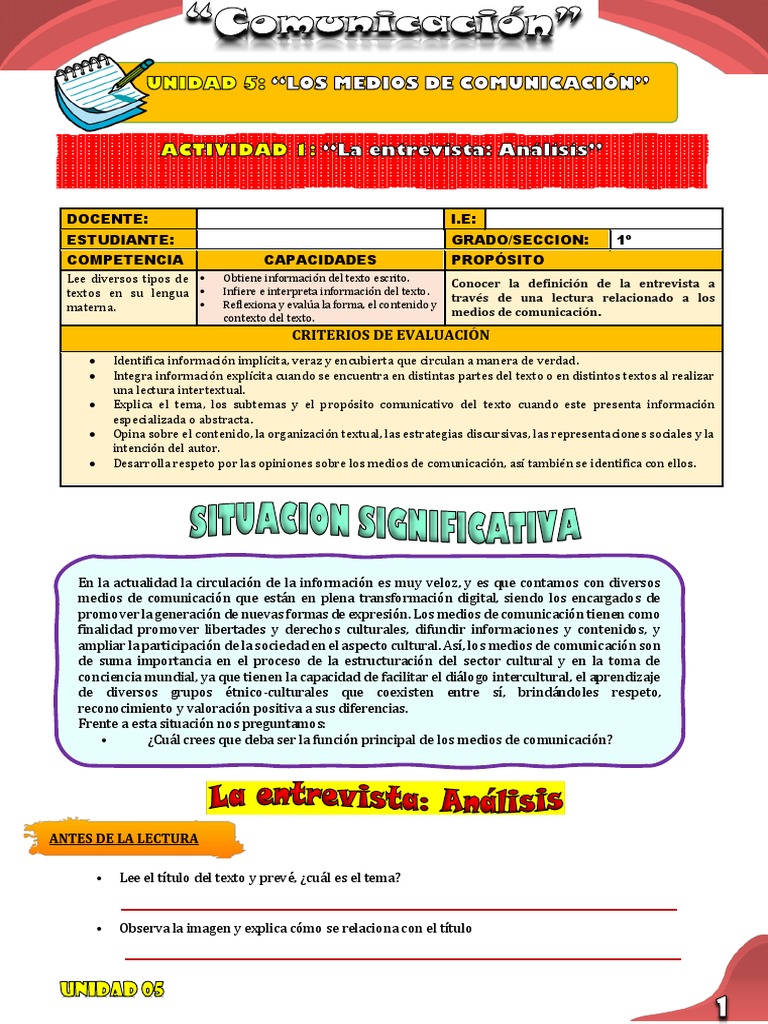 1°act 1 Com U5 Sem 01 - 2023 | PDF