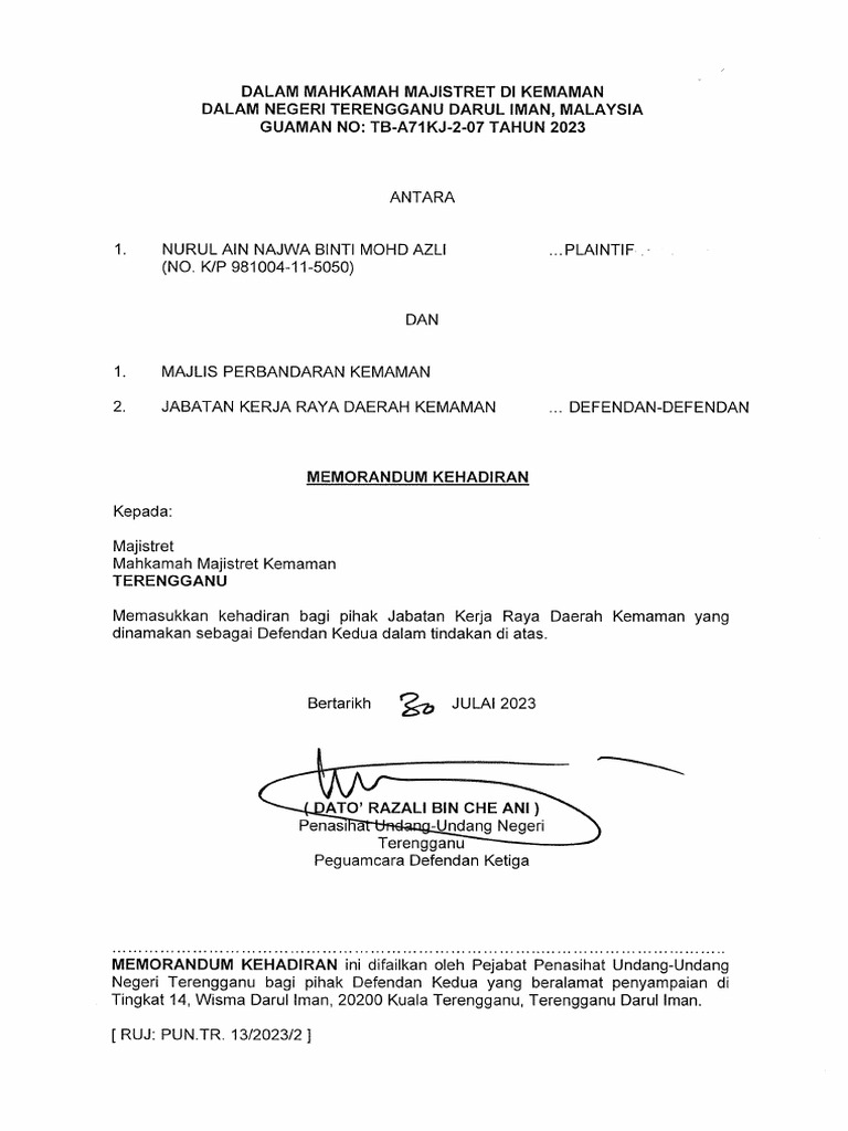 Memorandum Kehadiran | PDF