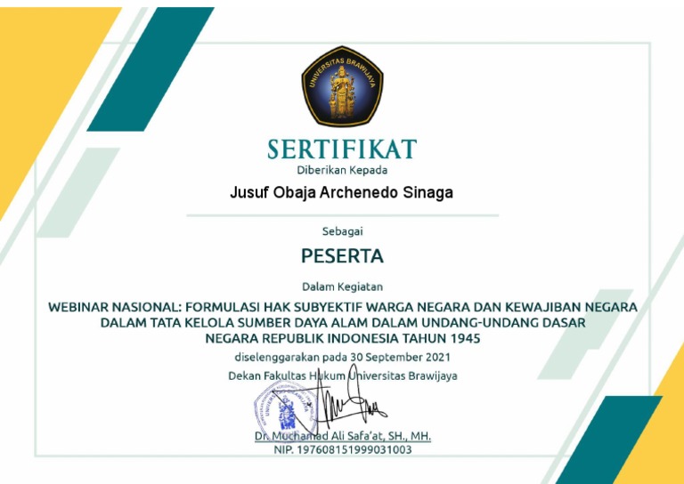 SERTIFIKAT PERTAMBANGAN Jusuf Obaja Archenedo Sinaga | PDF
