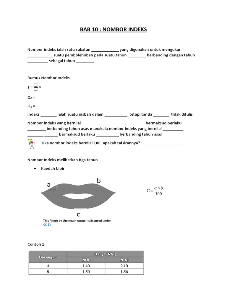Nota Bab 10 Nombor Indeks | PDF | Metode & Bahan Ajar