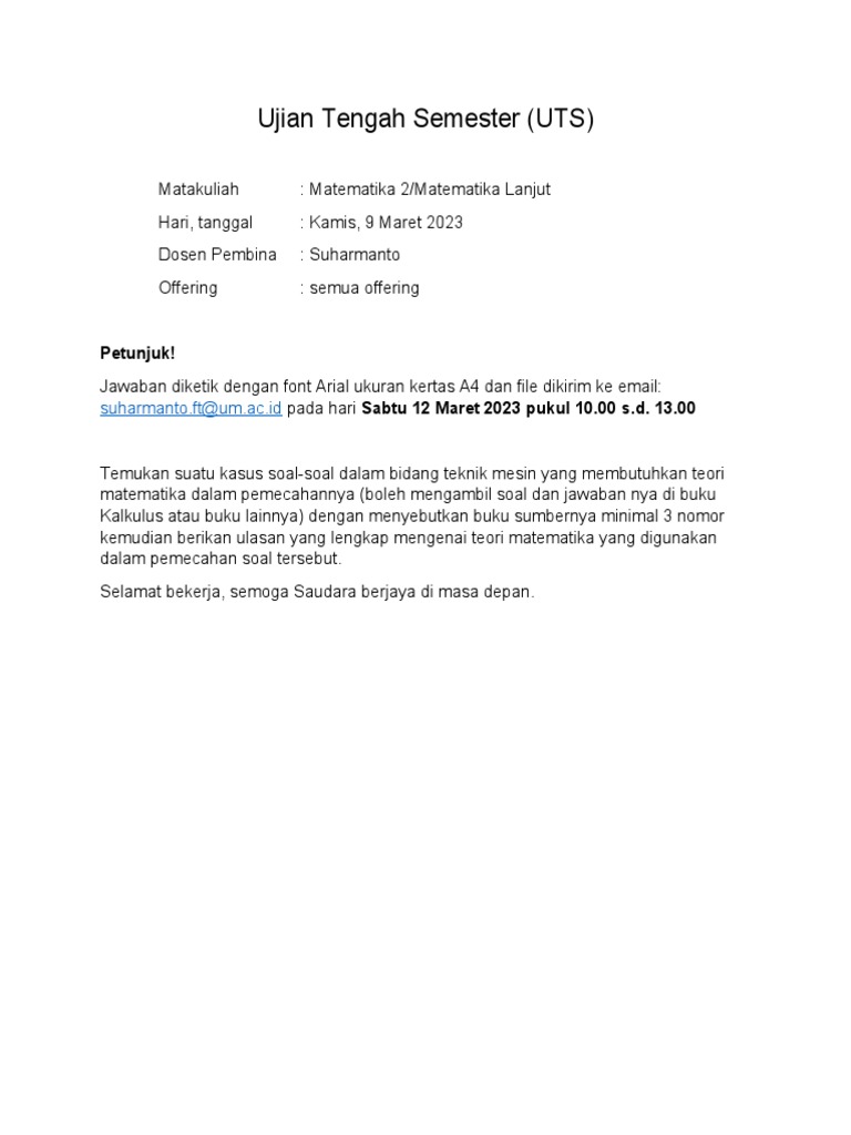 UTS Mat 2-Lanjut Sm2 22-23 | PDF