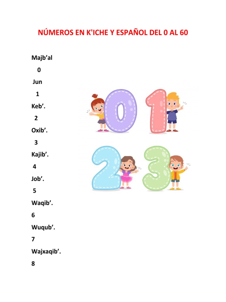 NÚMEROS EN Kiche | PDF