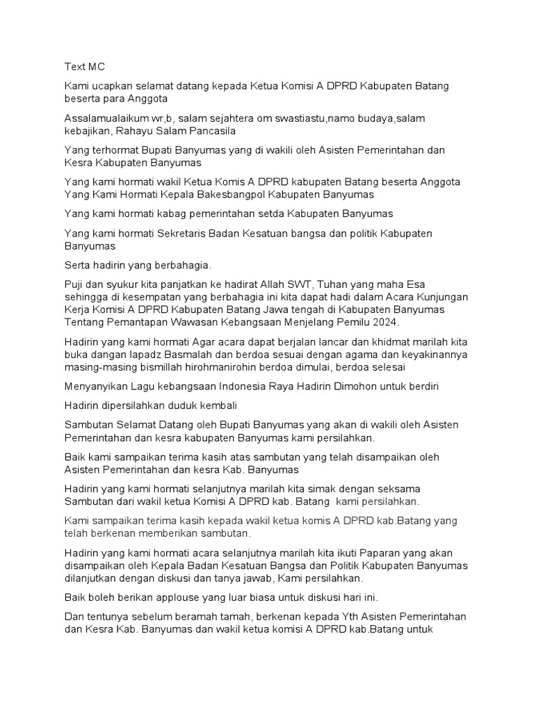 Text MC Kunker DPRD | PDF