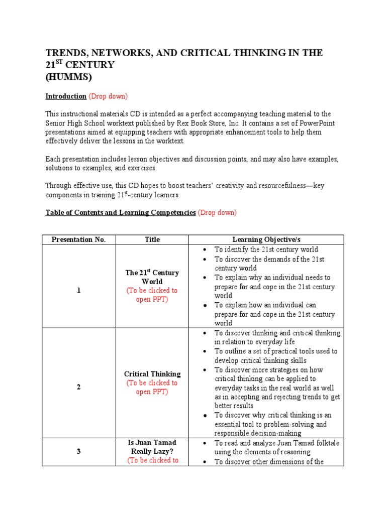 Trends Networks and Critical Thinking in The 21ST Century | PDF ...